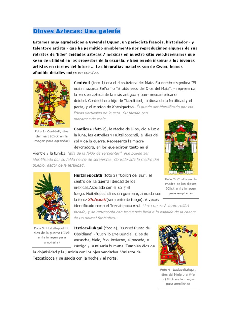 Dioses Aztecas Y Su Significado
