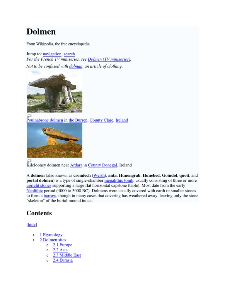 Dolmen | PDF | European Archaeology | Monuments And Memorials