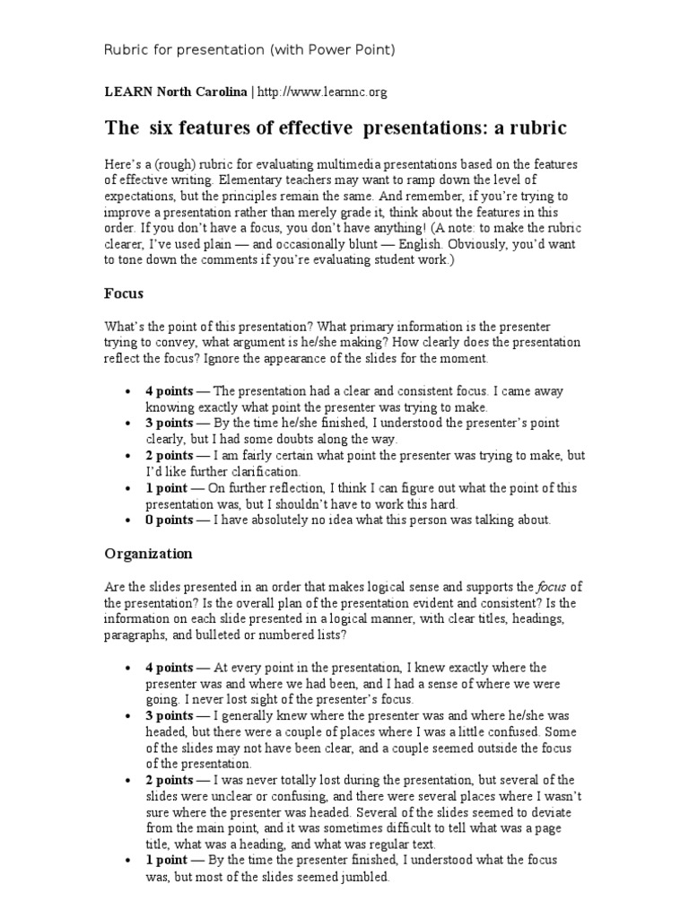 Effective Presentation Rubric Guide | PDF | Page Layout | Rubric (Academic)
