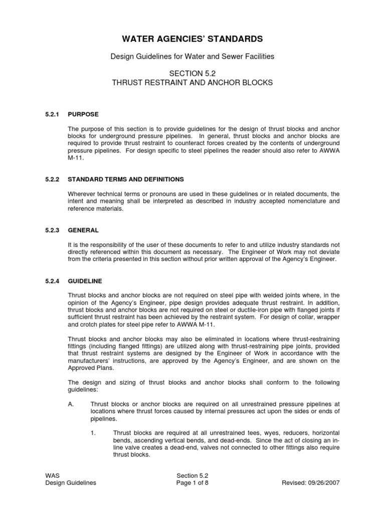 Thrust Block and Anchor Block | PDF | Pipe (Fluid Conveyance) | Soil