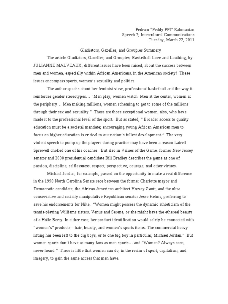 Gladiators, Gazelles, and Groupies Summery | Download Free PDF | Gender ...
