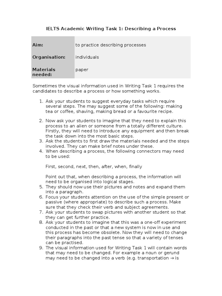 Ielts Academic Writing Task 1 - Process | PDF