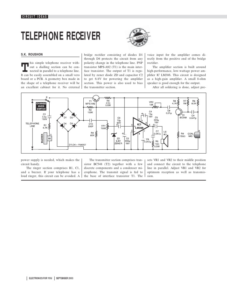 Telephone Reciever PDF | PDF