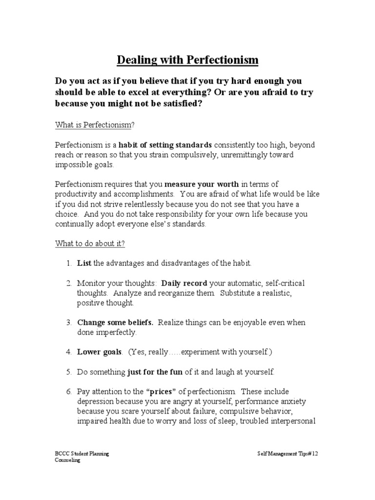 Tips 12 Perfectionism | PDF | Perfectionism (Psychology) | Positive ...
