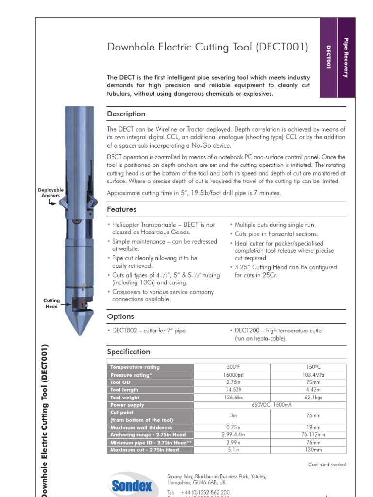 W CT Downhole Electric Cutting Tool DECT001 | Pipe (Fluid Conveyance ...