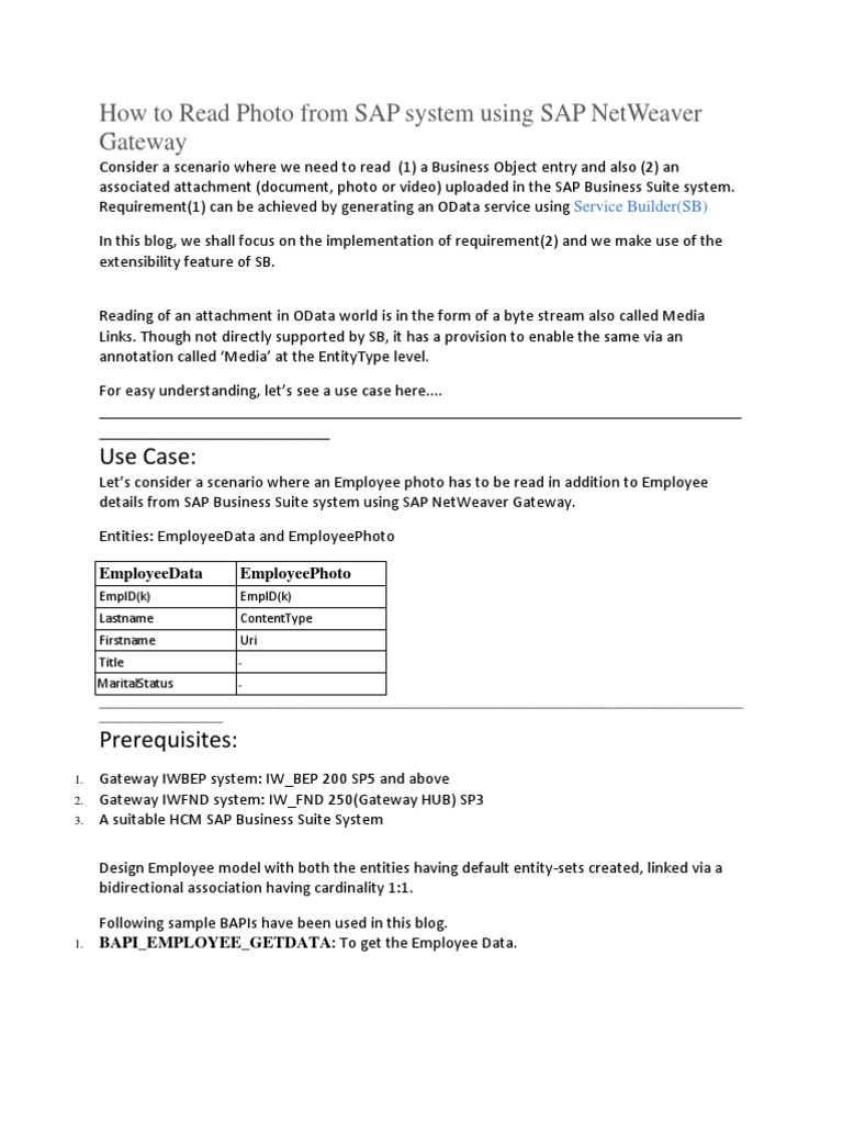 How to read photo from SAP using SAP NetWeaver Gateway | PDF | Runtime System | Hypertext ...