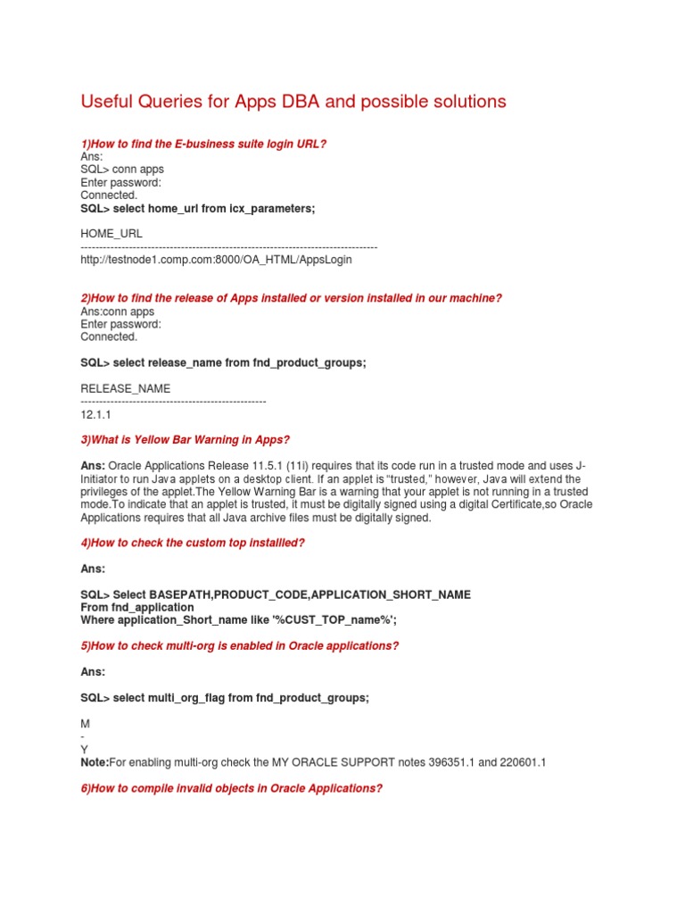 Apps DBA Interview Questions | PDF | Oracle Database | Web Server