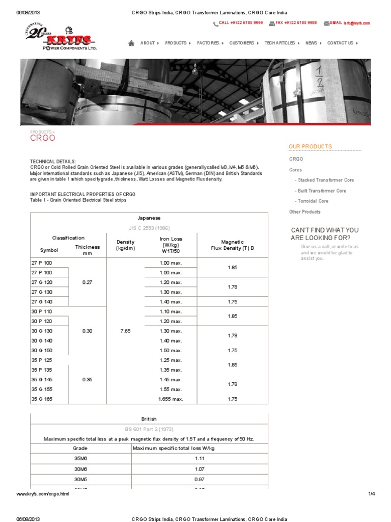 CRGO Strips India, CRGO Transformer Laminations, CRGO Core India | PDF ...