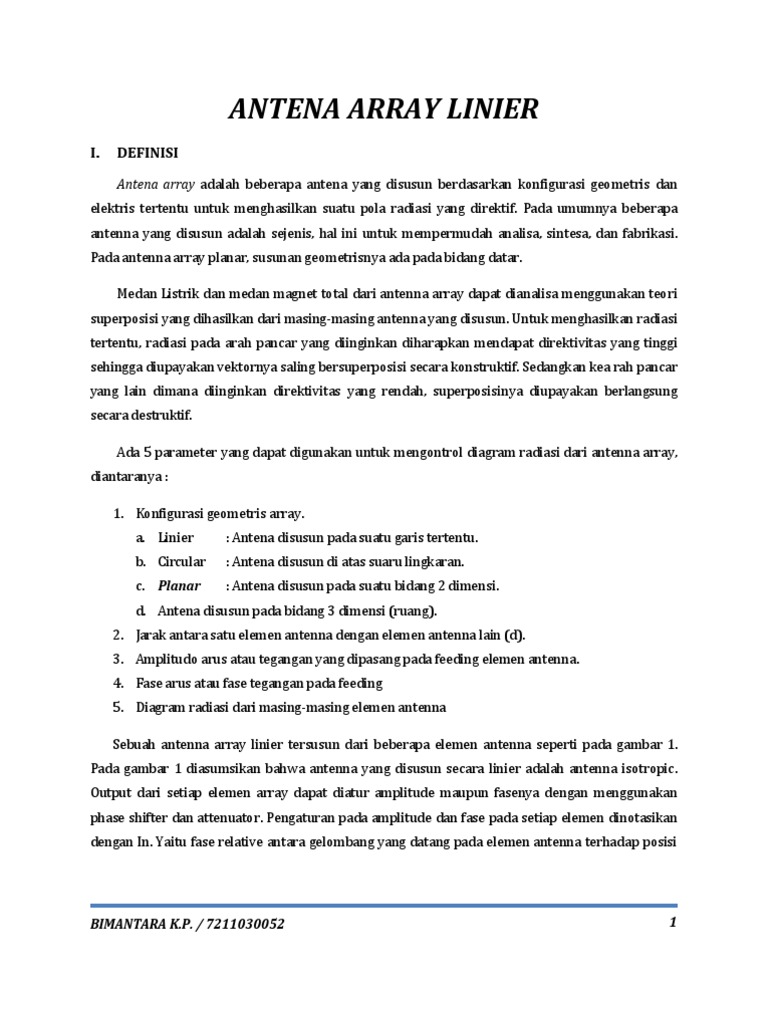 Antena Array Linier: Definisi dan Parameter | PDF