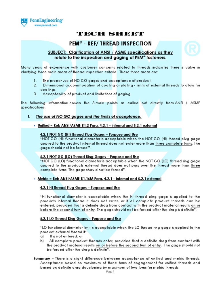 Thread Inspection | PDF | Metalworking | Mechanical Engineering