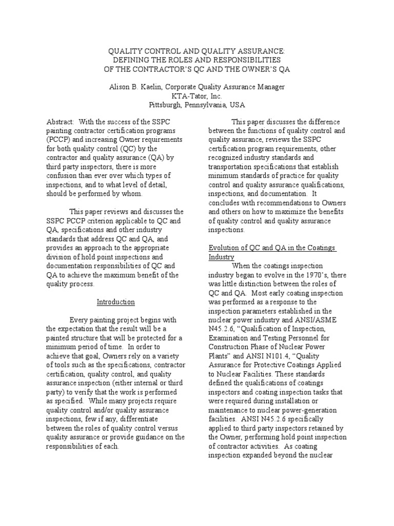 Qc&qa Abk | PDF | Quality Assurance | Specification (Technical Standard)