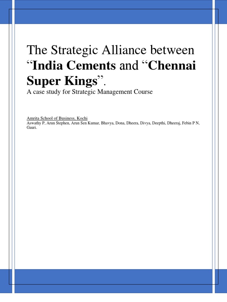 Case Study On India Cements Limited & CSK | PDF | Clean Development ...