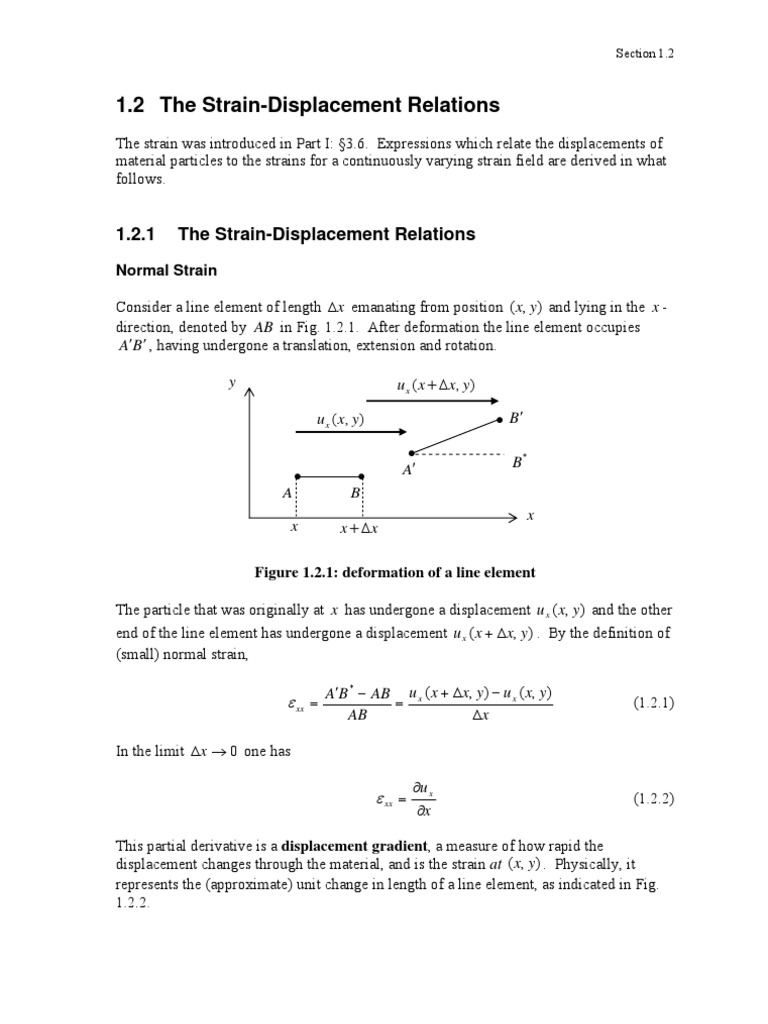 Strain-Displacement Relations Explained | PDF | Deformation (Mechanics ...