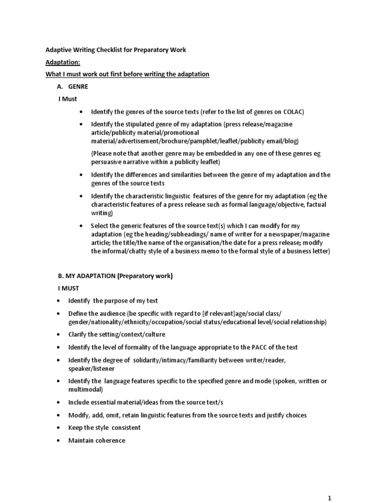 Adaptive Checklist | PDF | Verb | Adjective