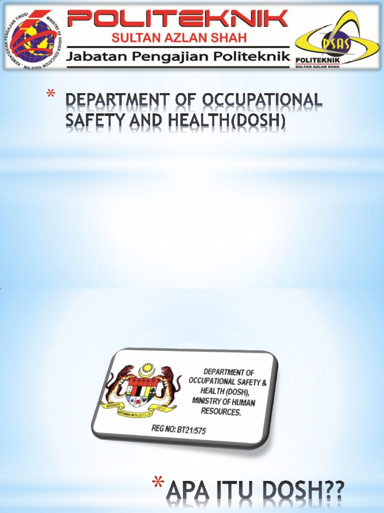 Department of Occupational Safety and Health (Dosh) | PDF