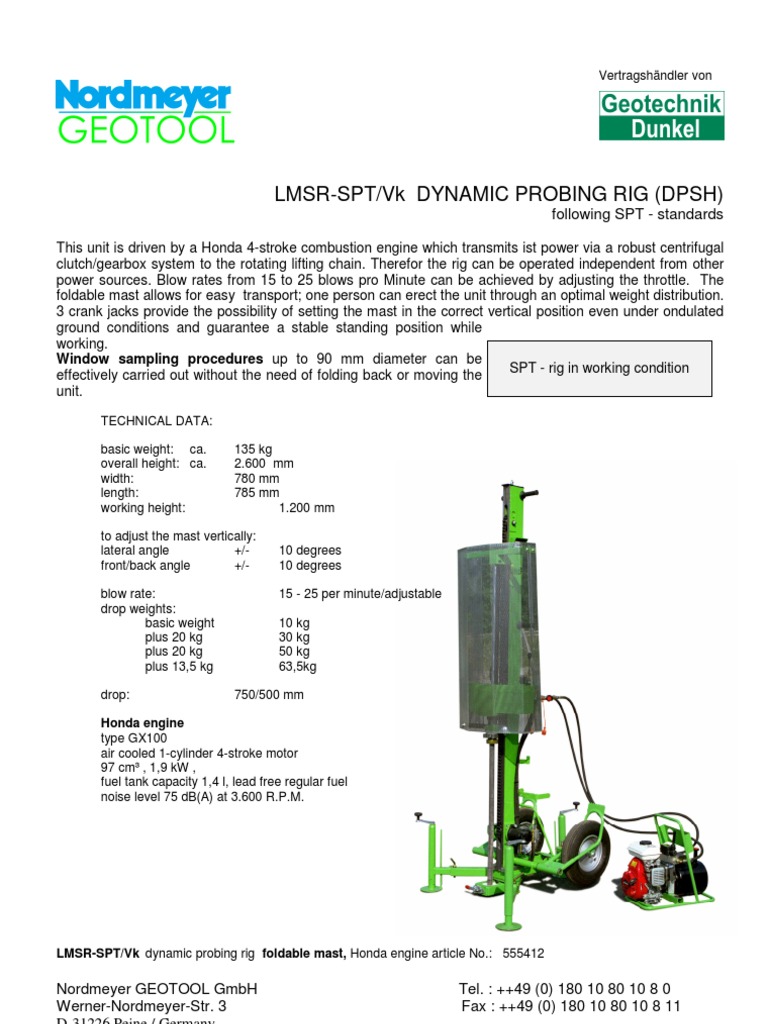 Dynamic Probing Rig Specifications | PDF