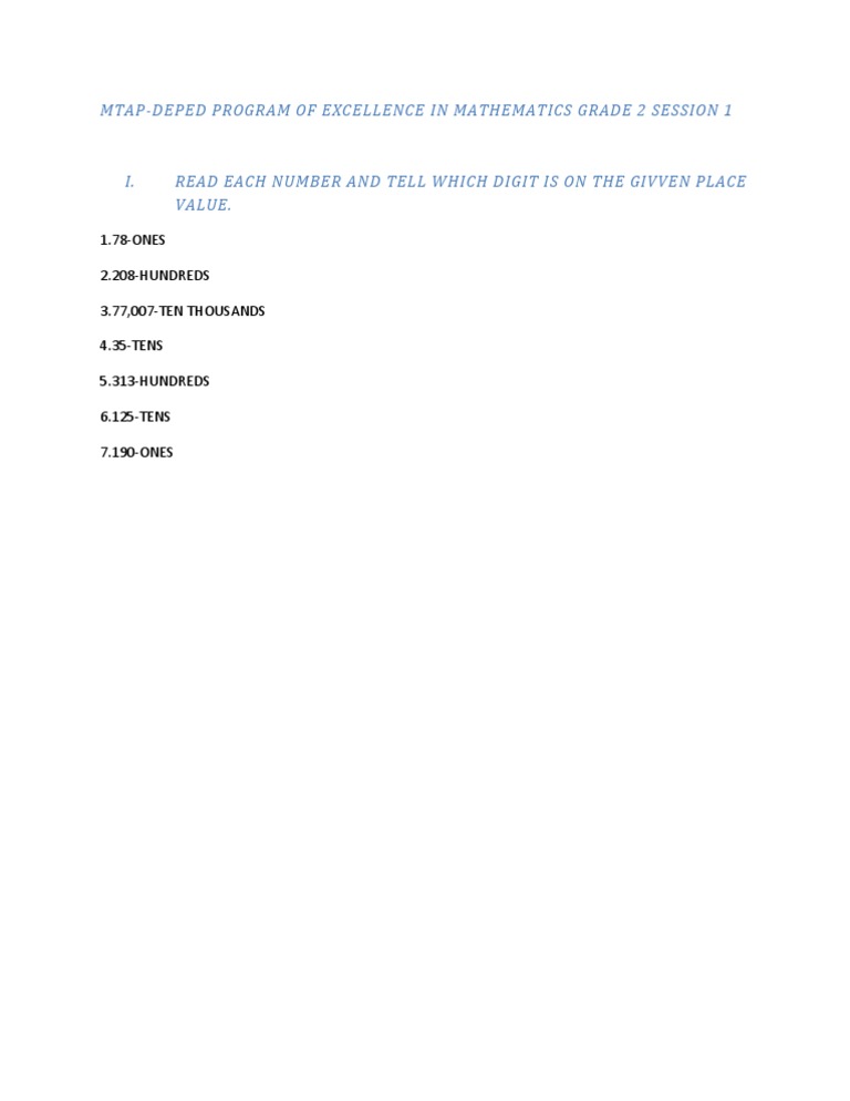 Grade 2 Math Place Value Exercises | PDF