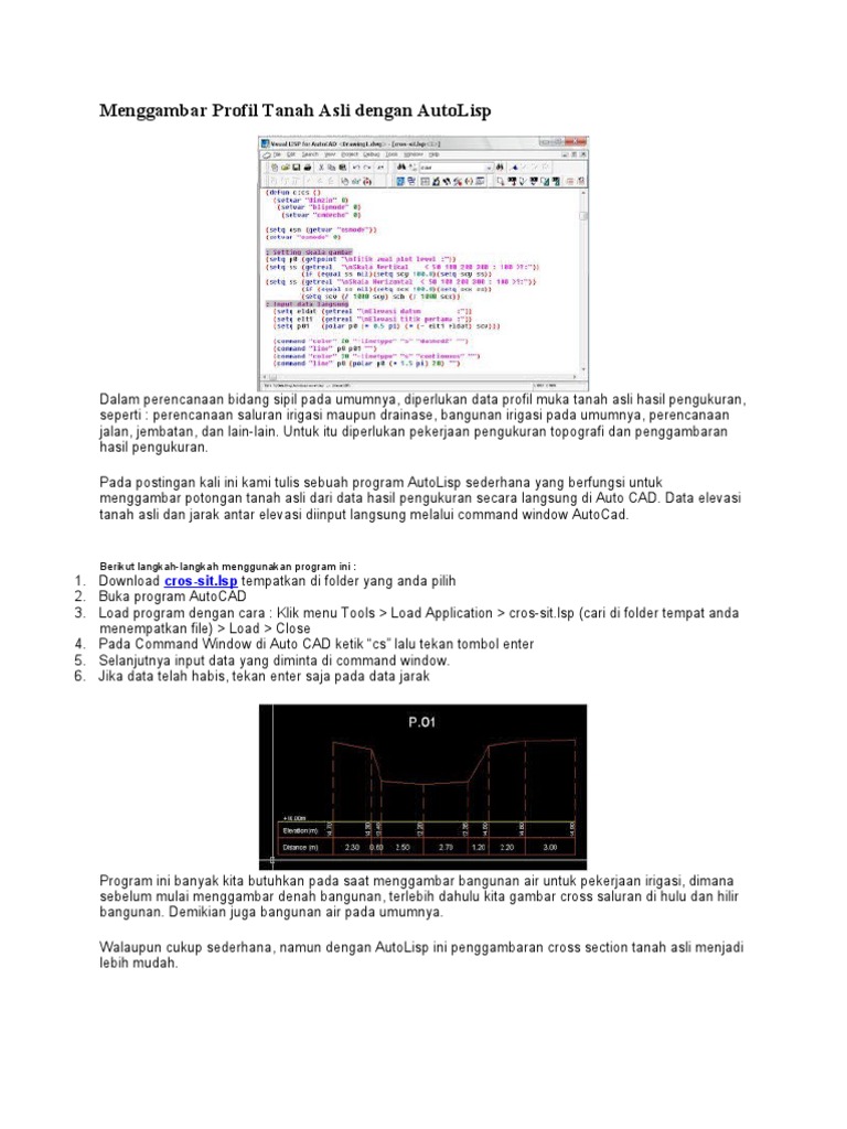 Menggambar Profil Tanah Asli Dengan AutoLisp | PDF