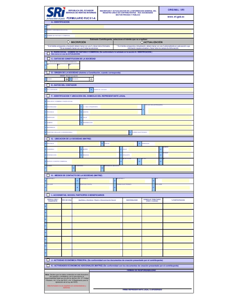 Formulario RUC 01-A | PDF