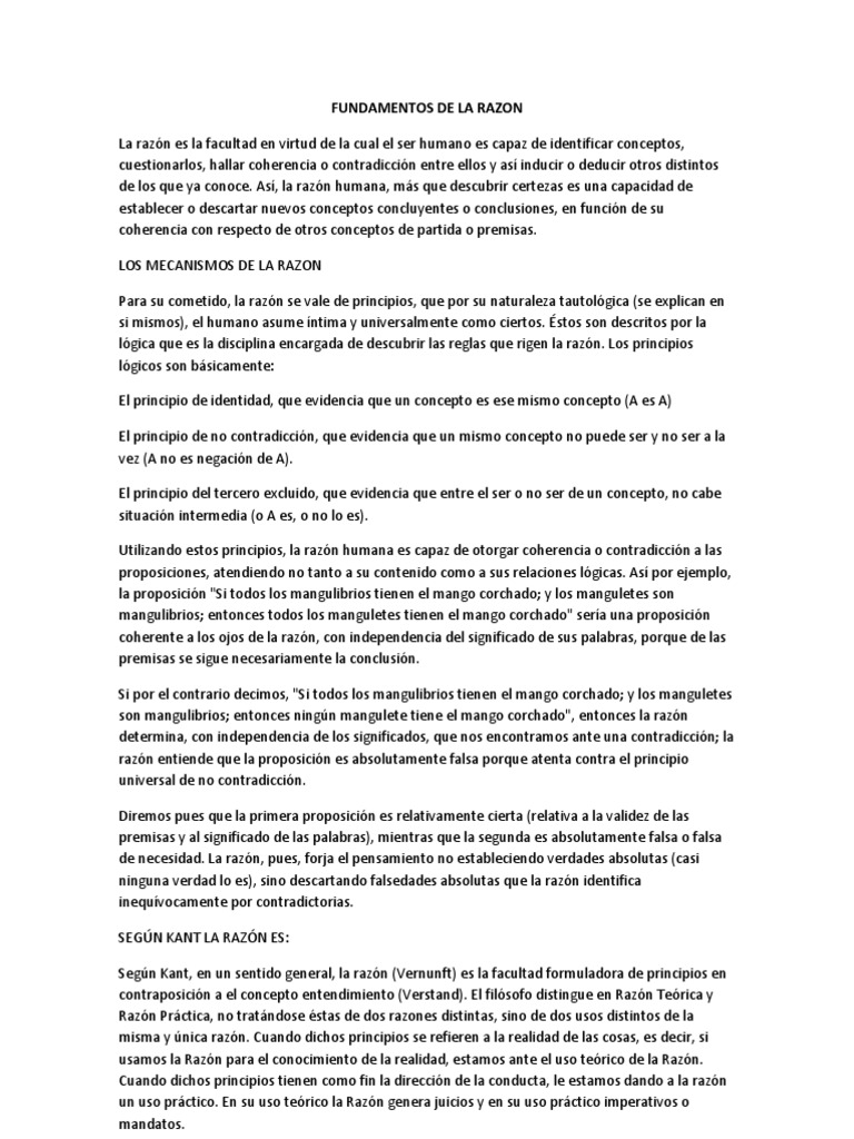 Fundamentos de la Razón y Kant | PDF | Razón | Moralidad