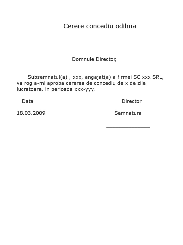 Cerere Concediu Odihna | PDF