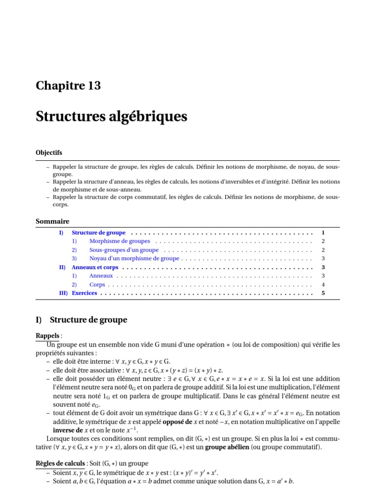 Structures algébriques en mathématiques | PDF | Corps commutatif ...