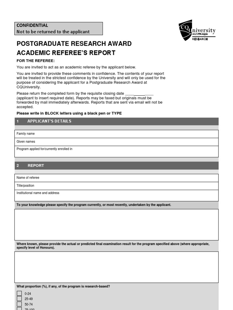 Postgraduate Research Award Academic Referee’S Report: Not to be ... Postgraduate Research Award Academic Referee’S Report: Not to be ...