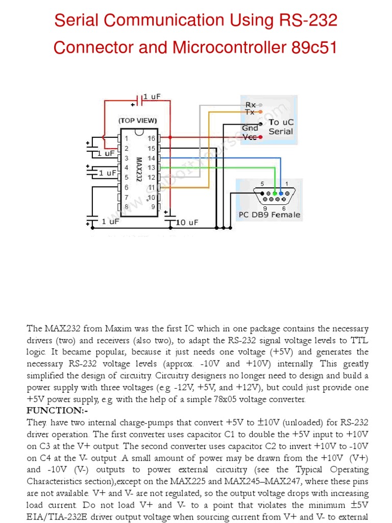 Serial Communication Using RS-232 Connector and Microcontroller 89c51 | Electronic Circuits ...
