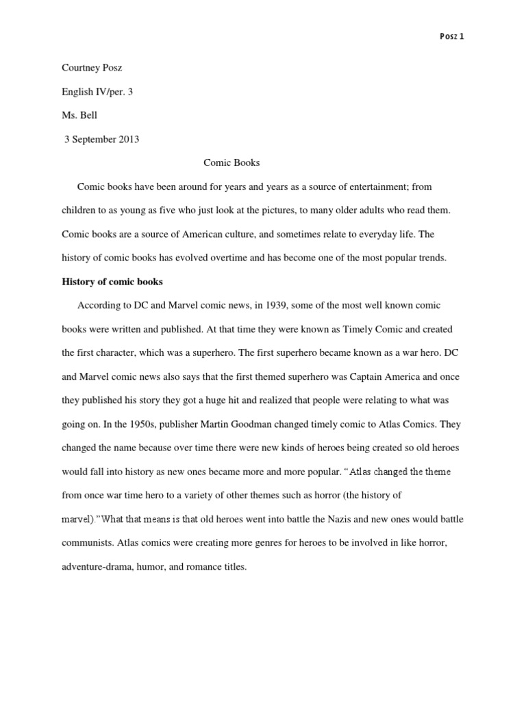 Comic Book Essay | PDF | Superman | Dc Comics