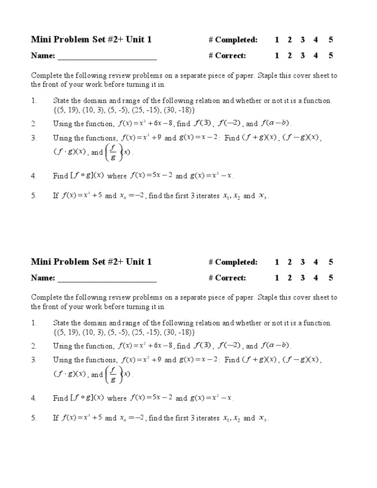 Mini Problem Set #2+ Unit 1 | PDF