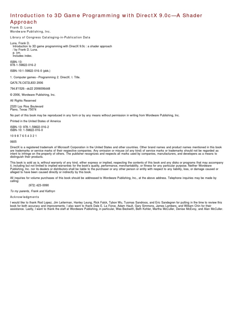 (By Kuafu) Introduction To 3D Game Programming With DirectX90c A Shader ...