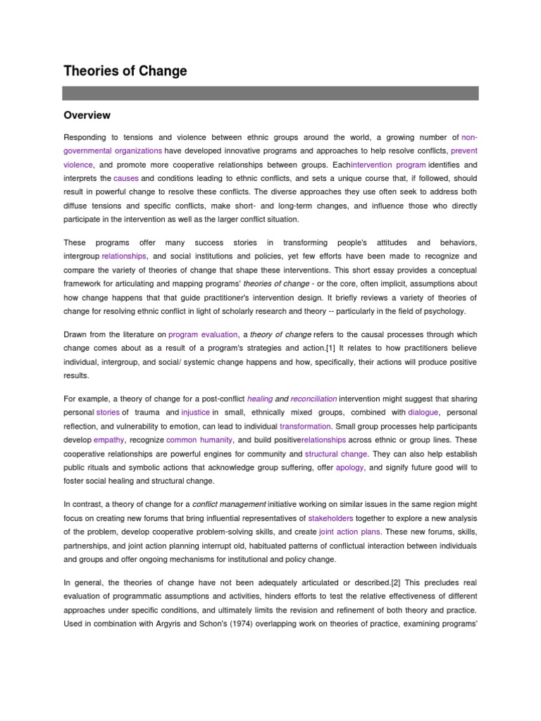 Theories of Change | PDF | Attitude (Psychology) | Leadership