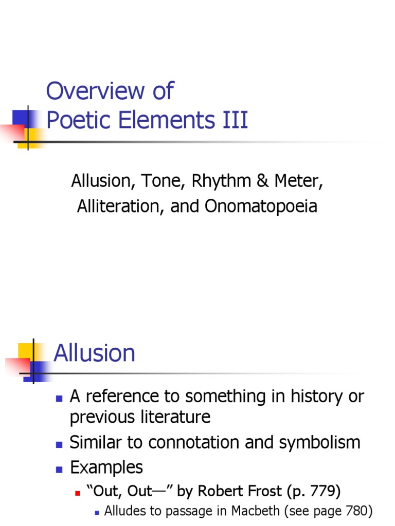 Poetic Elements: Allusion, Tone, Rhythm | PDF