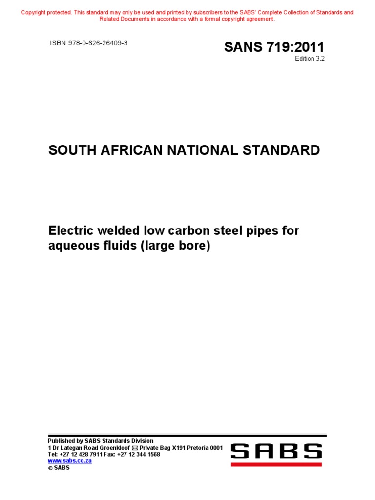 Sans 719 Pipe | Structural Steel | Pipe (Fluid Conveyance)