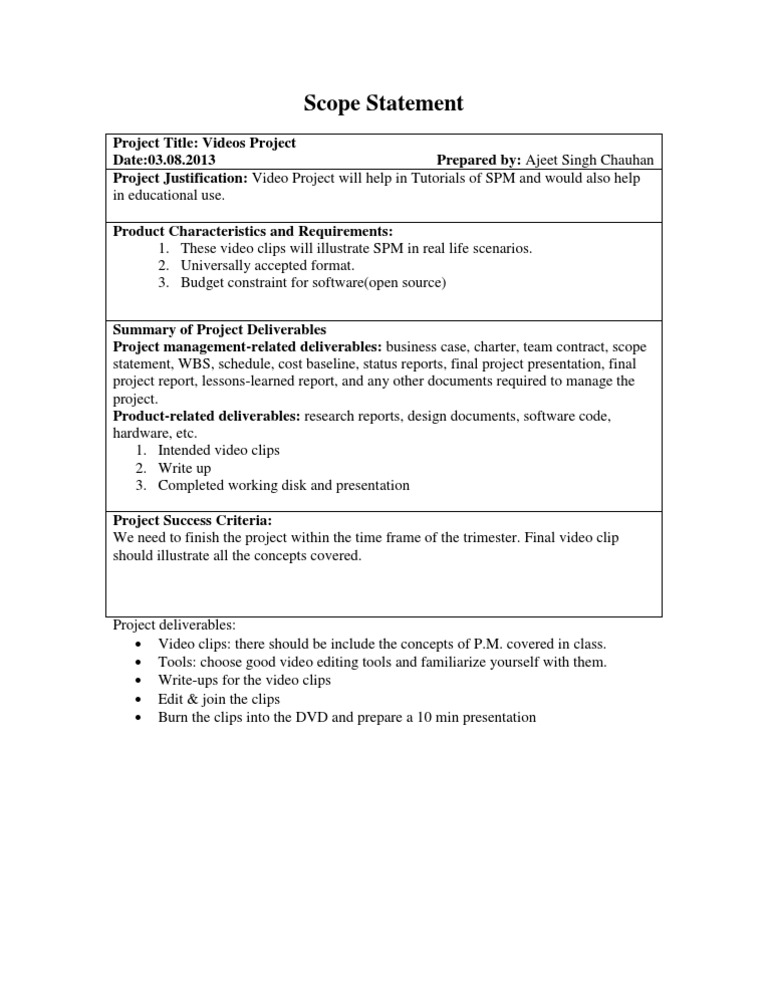 Scope Statement | PDF