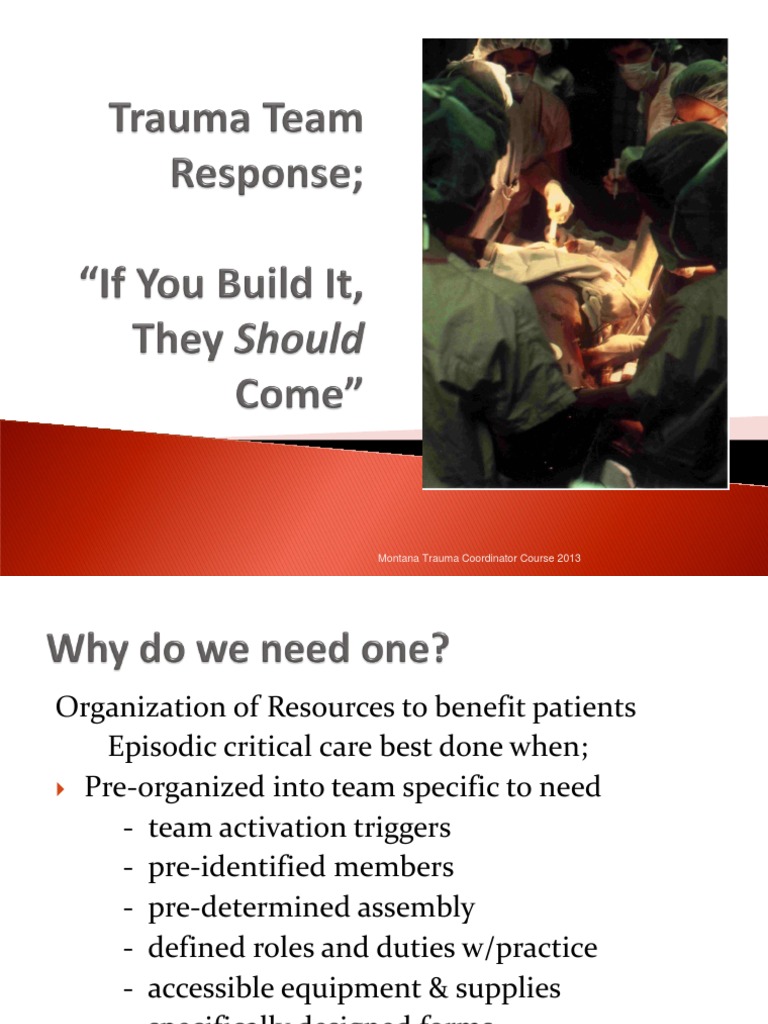 Organizing Trauma Care: A Summary of the Montana Trauma Coordinator ...