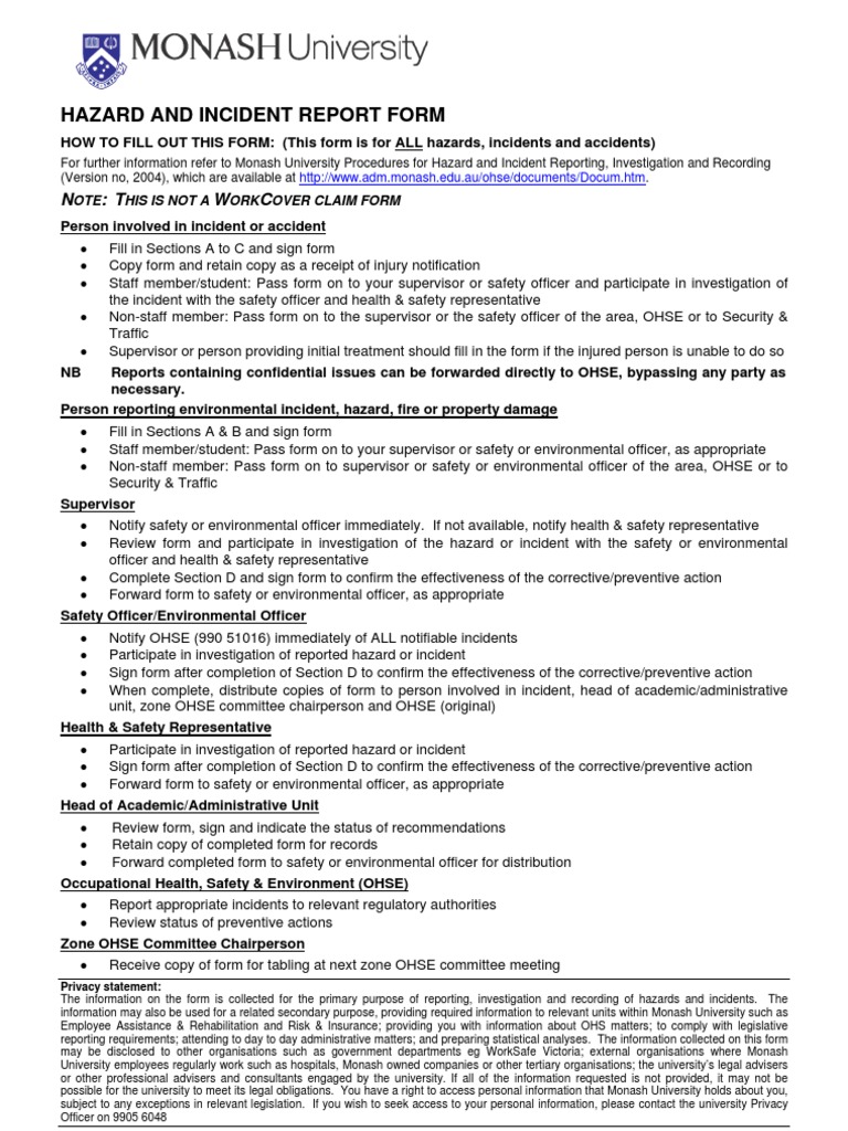 Reporting and Preventing Incidents at Monash University: A Guide to ...