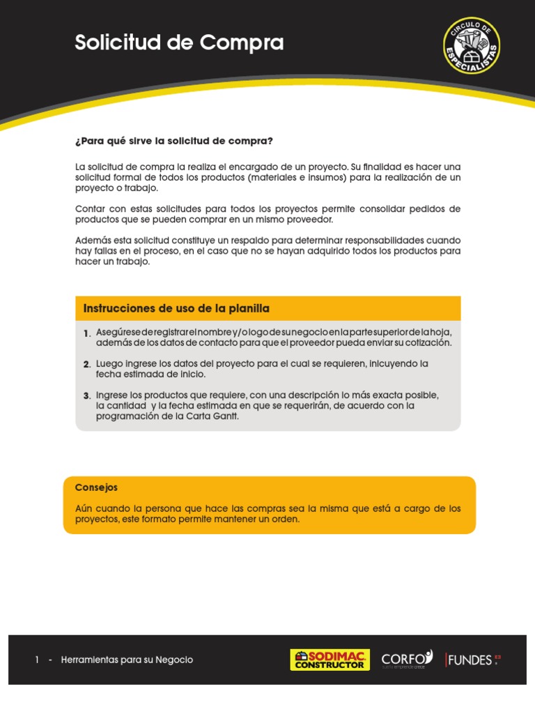 Ejemplo de Solicitud de Compra | PDF | Informática | Informática y ...