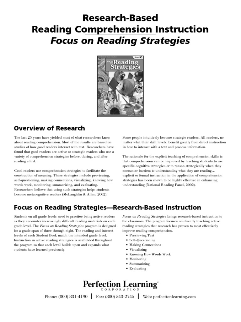 Focus On Reading Strategies: Research-Based Reading Comprehension ...