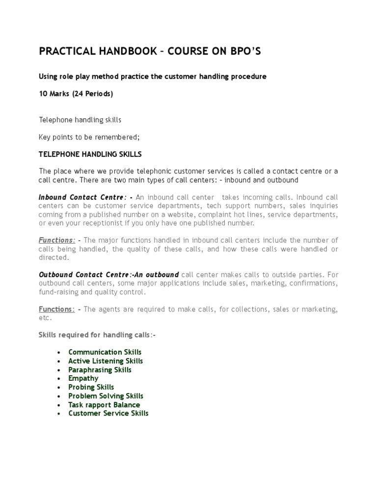 BPO Call Center Training Handbook | PDF | Performance Indicator ...