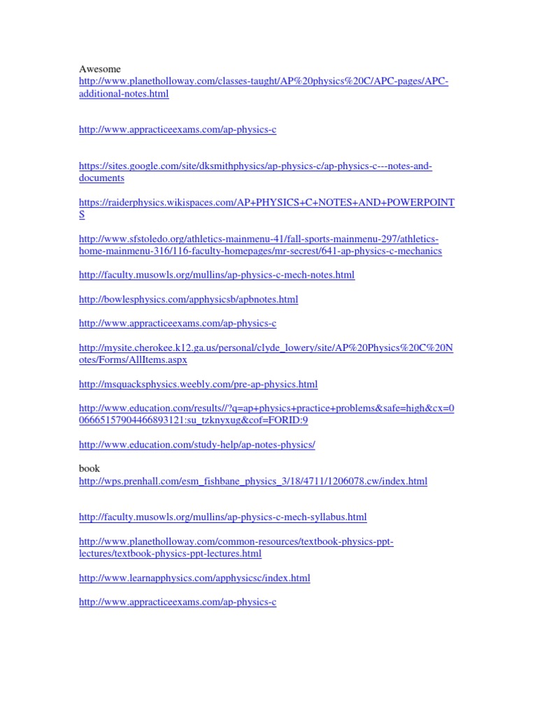 AP Physics C Notes, Practice Problems & Study Guides | PDF