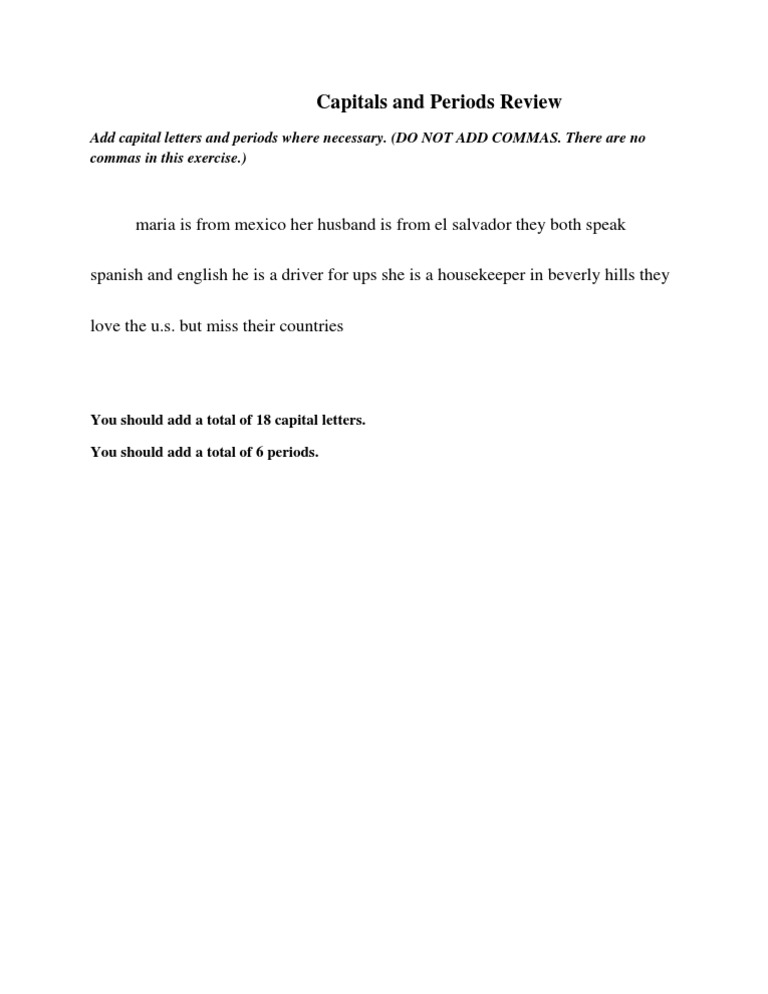 Capitalization and Punctuation Exercise | PDF