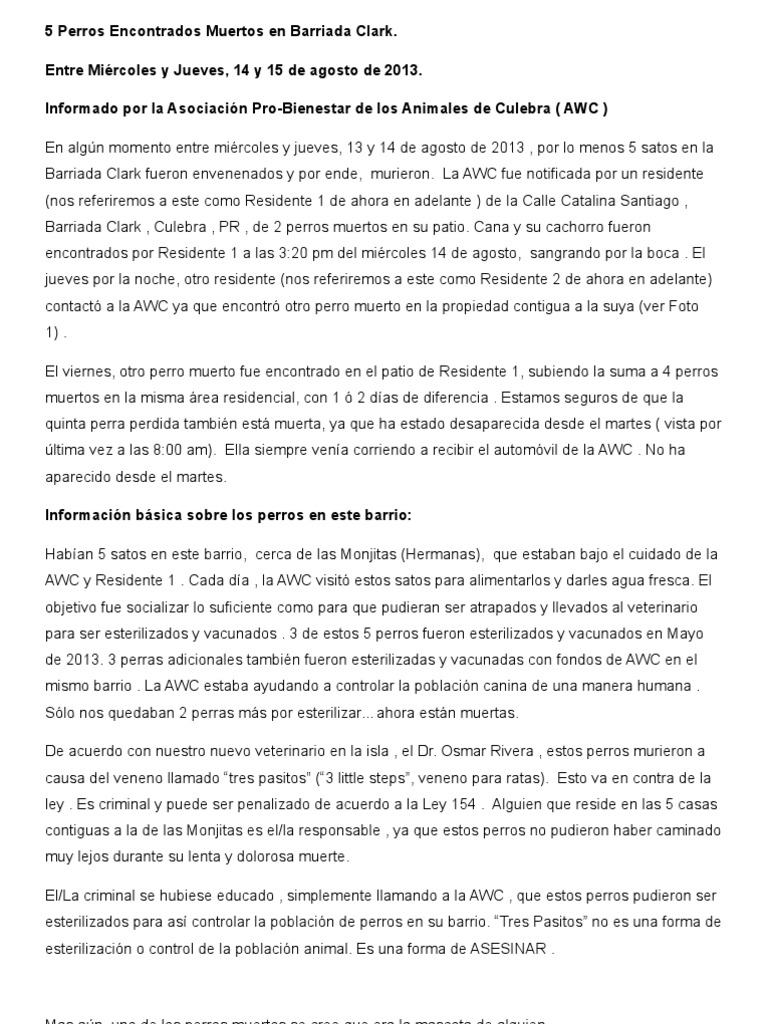 Tres Pasitos - Barriada Clark, Culebra | PDF | Perros | Gatos