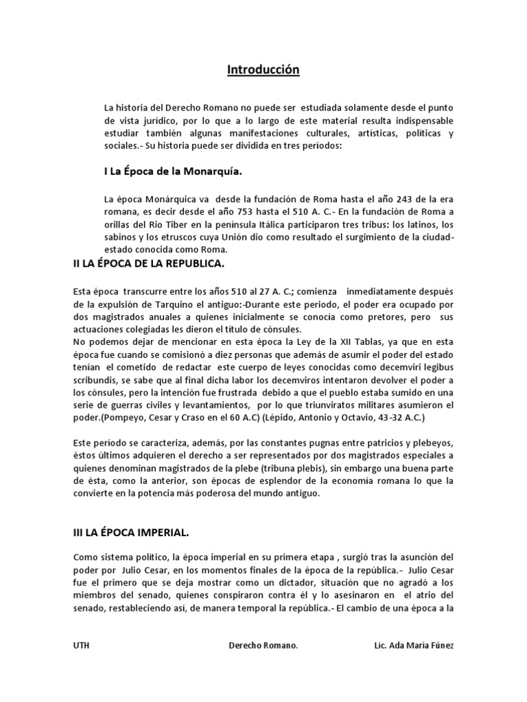 Material Historia Del Derecho Romano Pdf Roma Antigua Imperio Romano