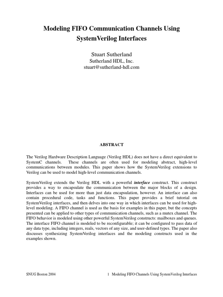2004 SNUG Boston Paper SystemVerilog FIFO Channel | PDF