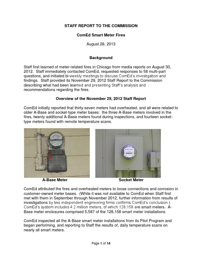 ComEd Smart Meter Fires - Staff Report 2013 | PDF | Electrician | Ac ...