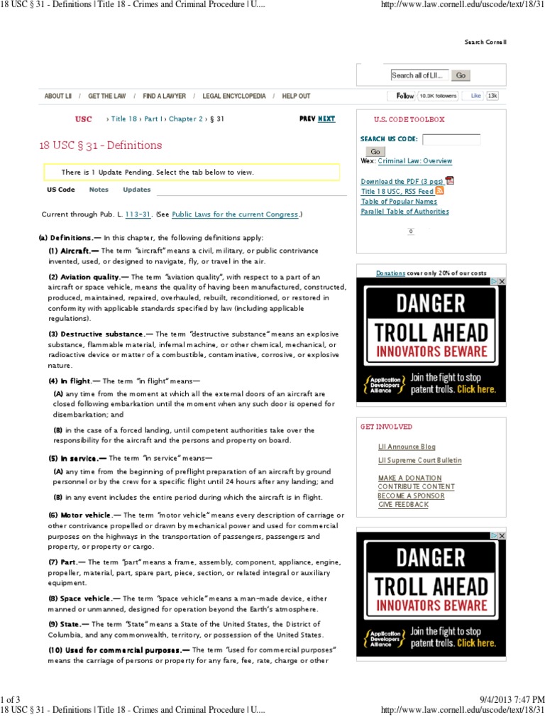 18 USC § 31 - Definitions Title 18 - Crimes and Criminal Procedure ...