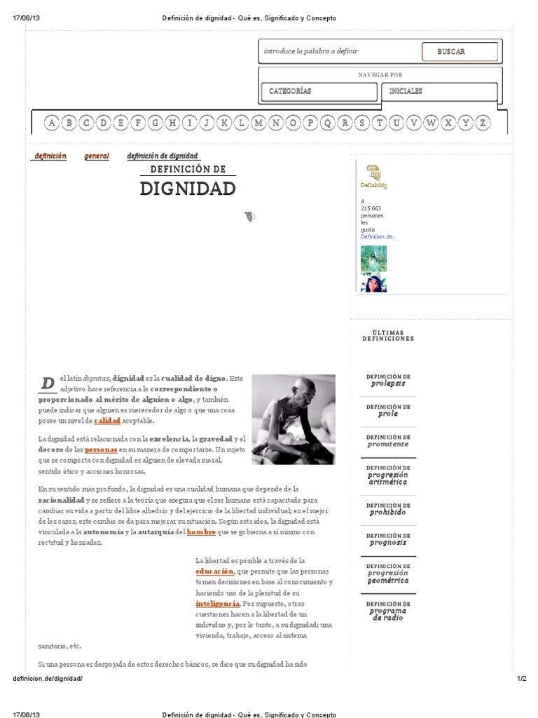 Definición de dignidad - Qué es, Significado y Concepto | PDF ...
