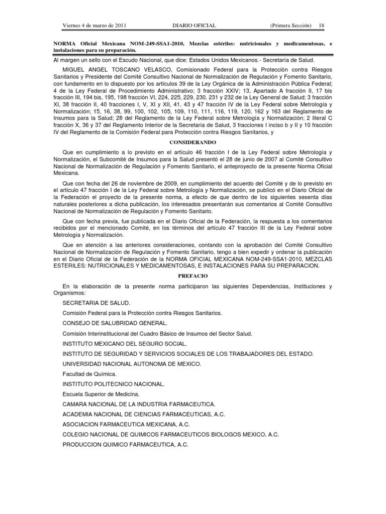 Nom 249 | PDF | Farmacia | Medicamentos con receta