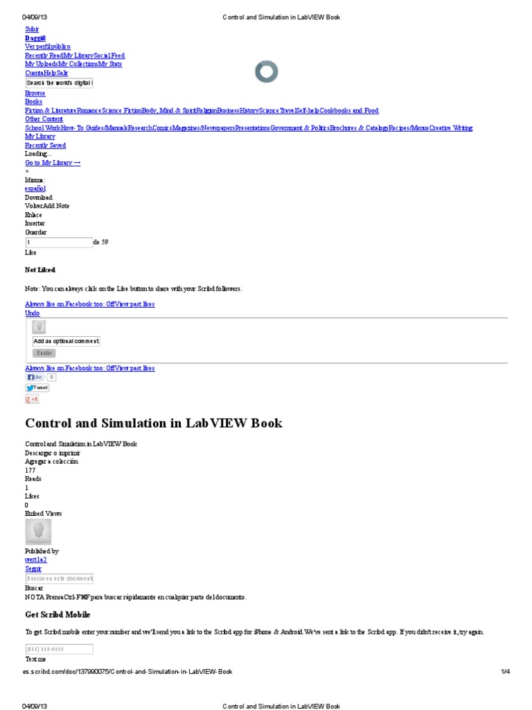 Control and Simulation in LabVIEW Book | PDF | Scribd | Mobile App